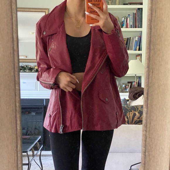 Free People | Jackets & Coats | Free People Jealousy Red Vegan Leather ...